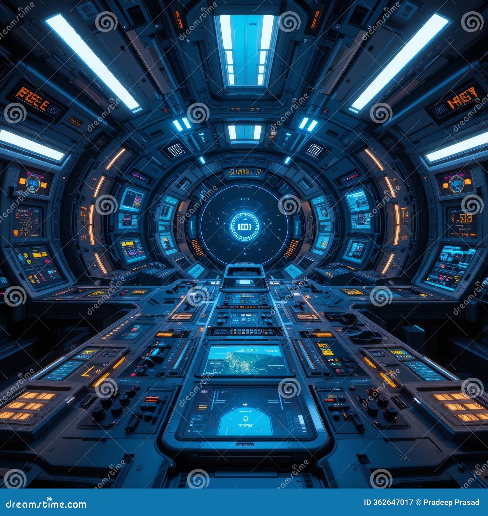 A Sleek, Futuristic Space Station Control Panel Stock Illustration ...