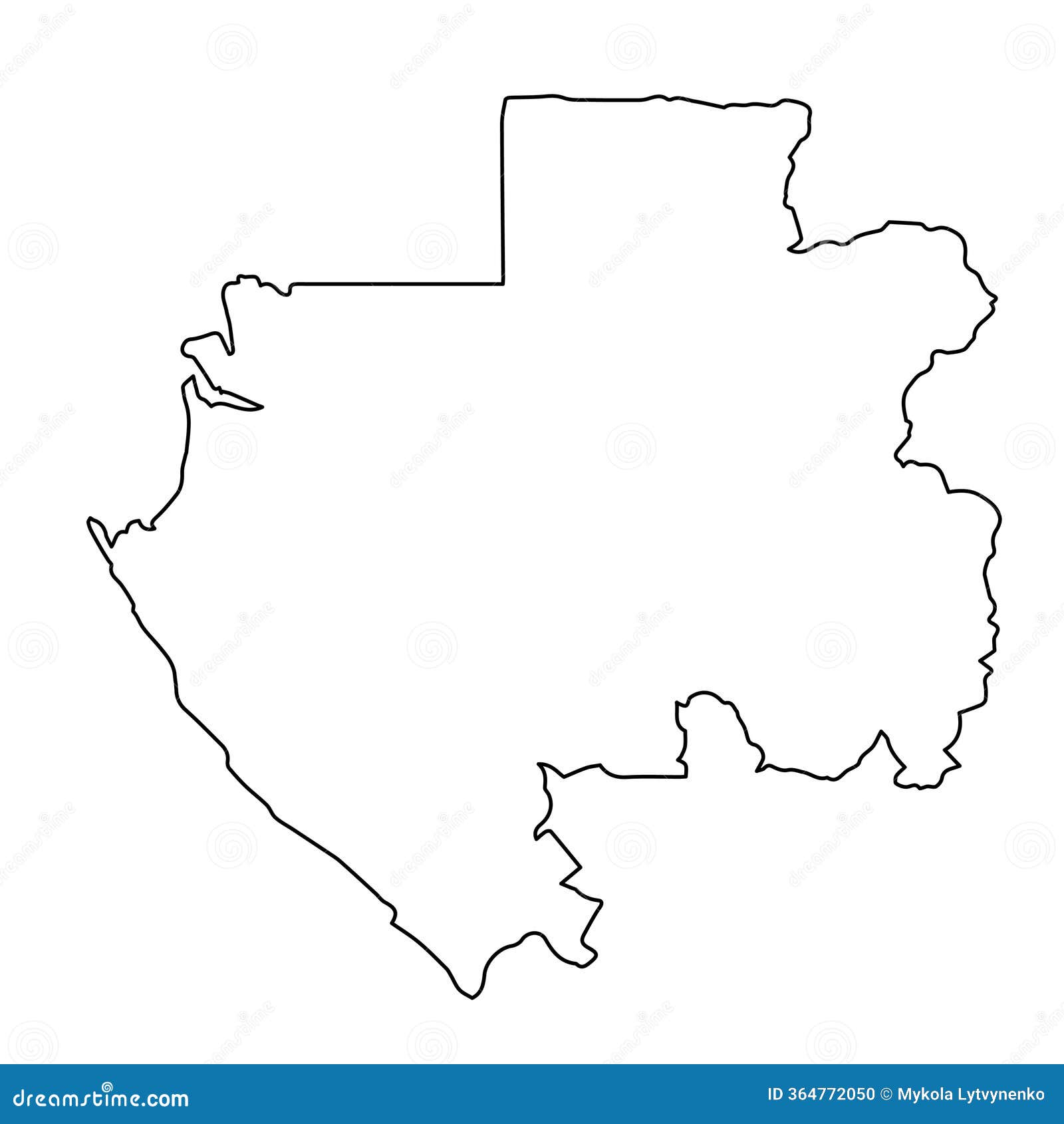 Sleek Gabon Outline Minimalist Map In Black Silhouette Vector ...