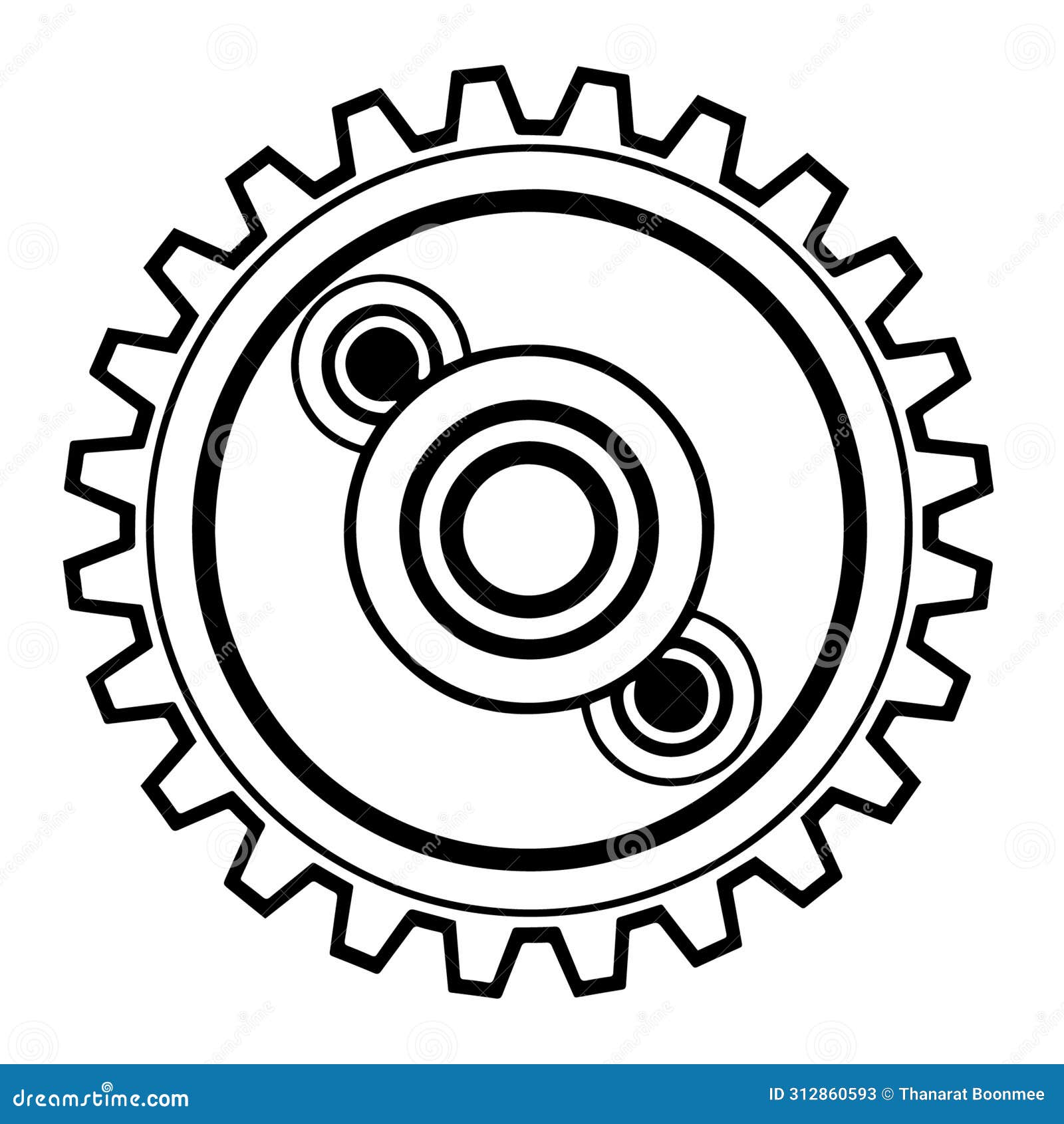 Sleek Gear Outline Icon in Vector Format for Mechanical Designs Stock ...