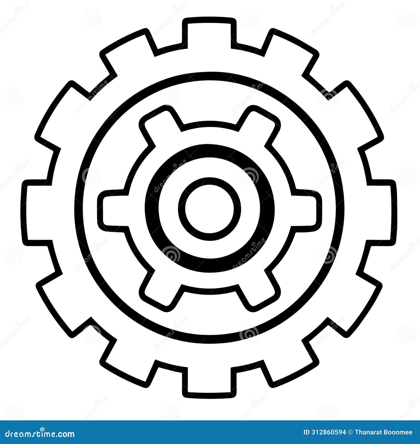Sleek Gear Outline Icon in Vector Format for Mechanical Designs Stock ...
