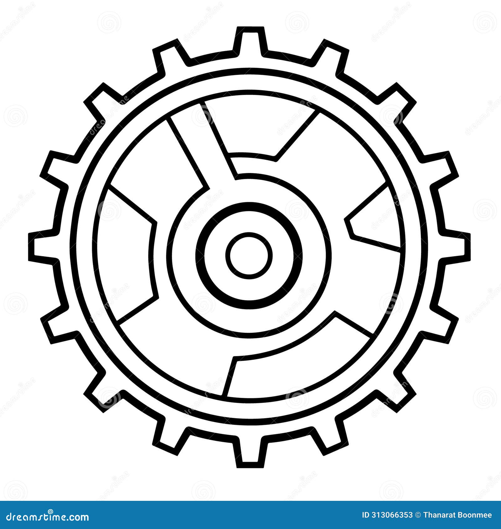 Sleek Gear Outline Icon in Vector Format for Mechanical Designs Stock ...