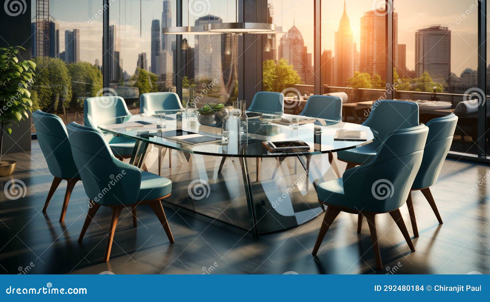 A Sleek Glasswalled Round Table Conference Room Stock Photo - Image of ...