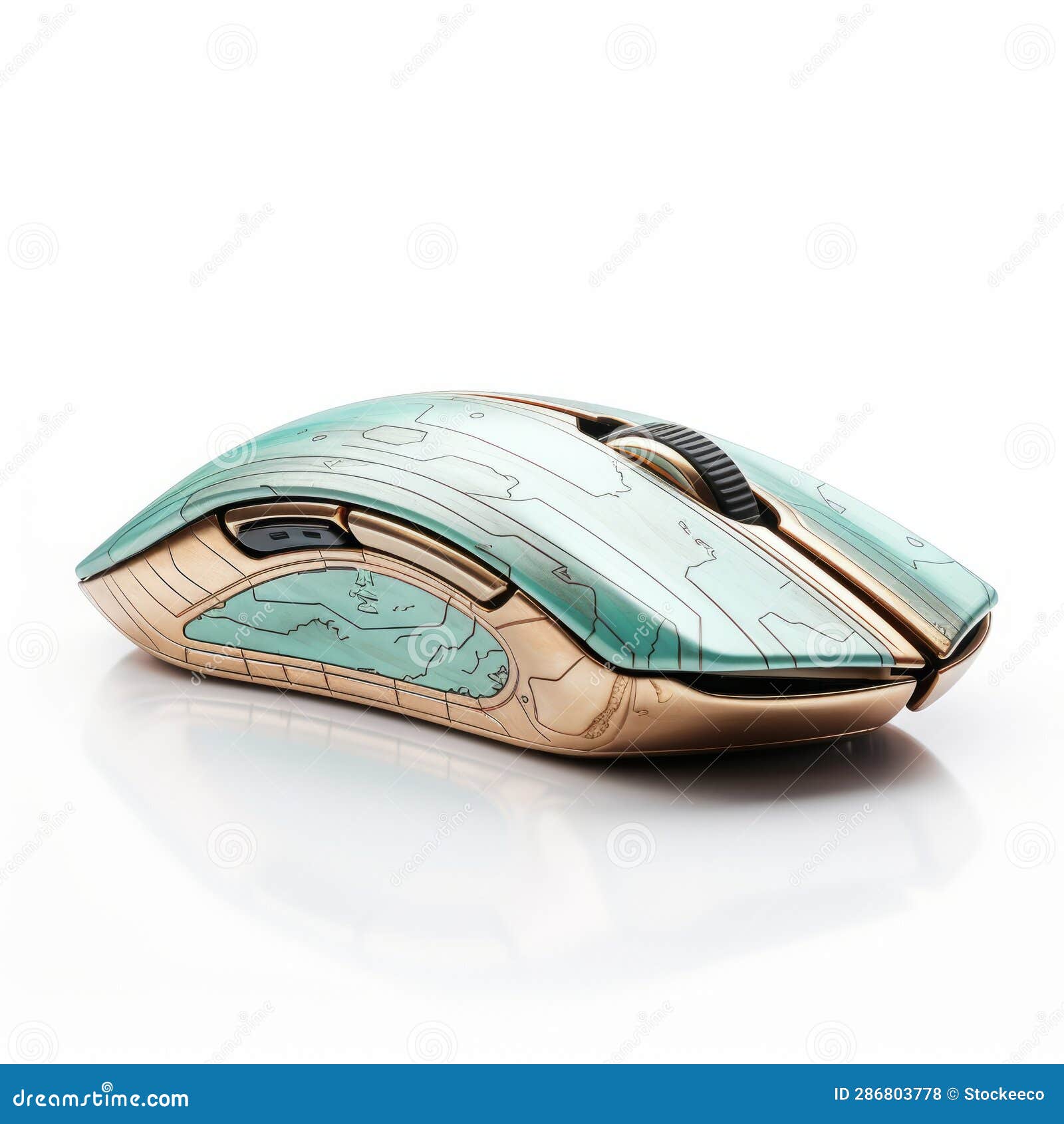 Sleek Gold Mouse with Green Design - Precisionist Lines and ...