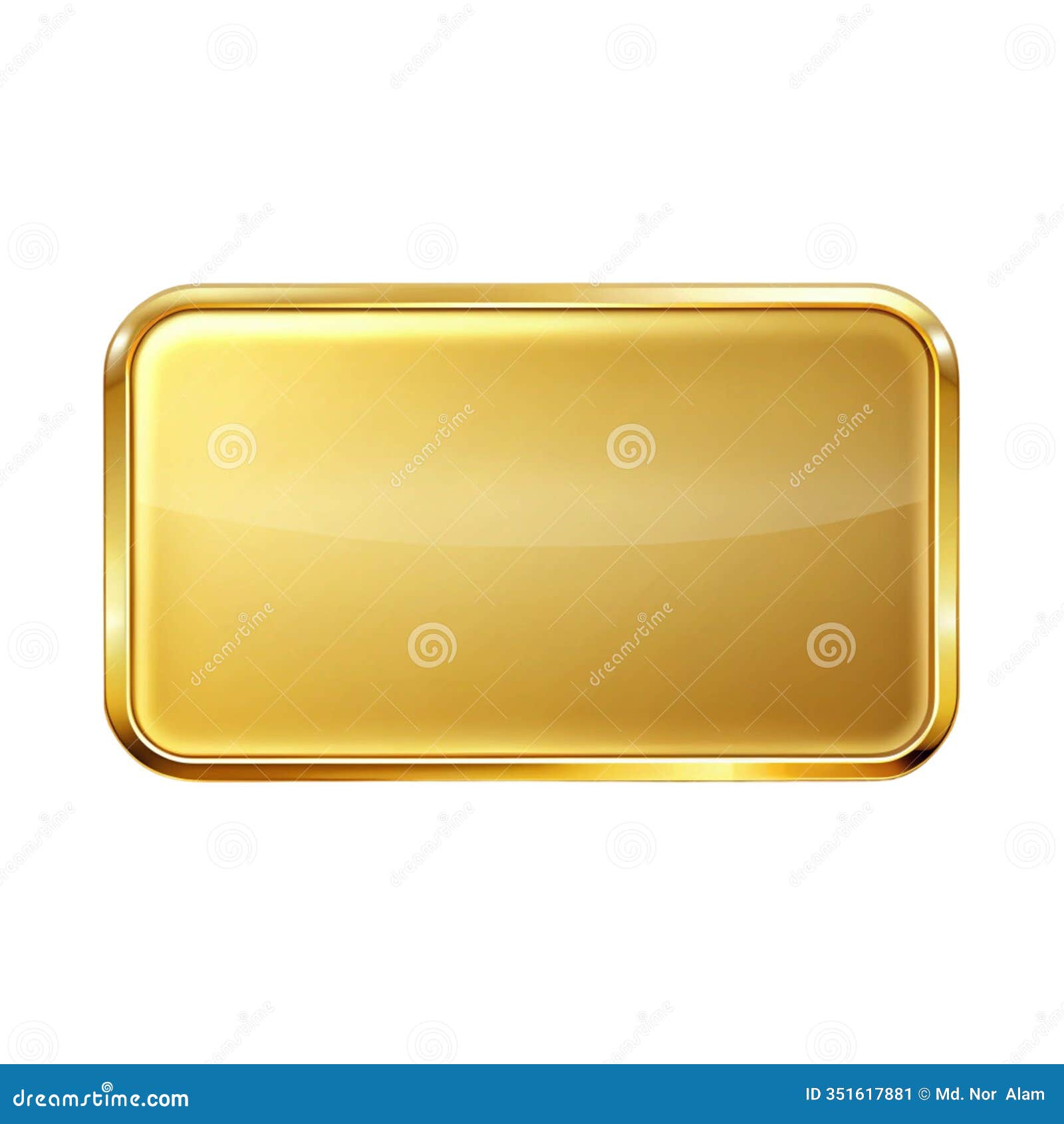 Gold Rectangle Button Isolated on White Background Stock Illustration ...