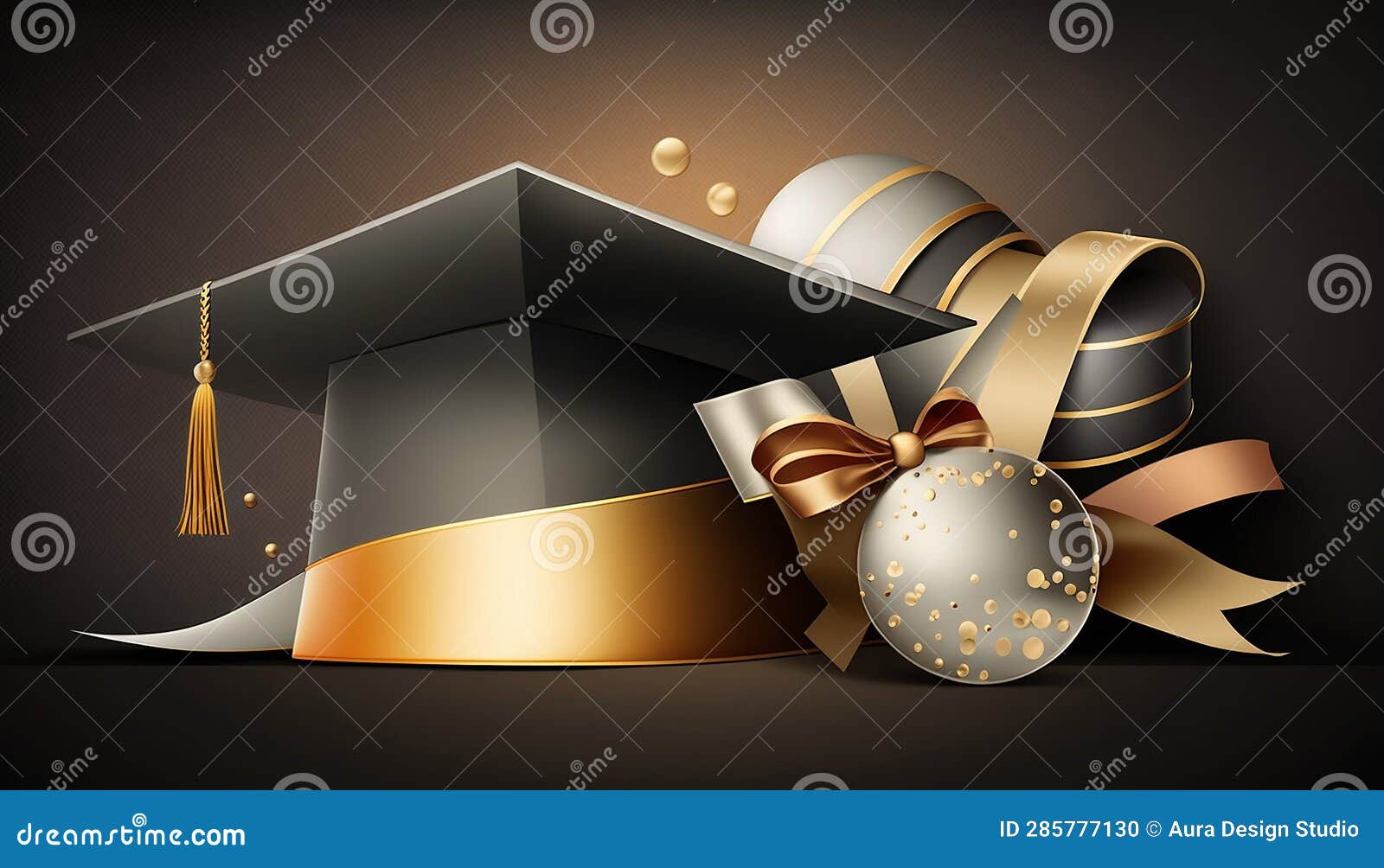 Sleek Graduation Background with Gold and Silver Cap. Generative AI ...