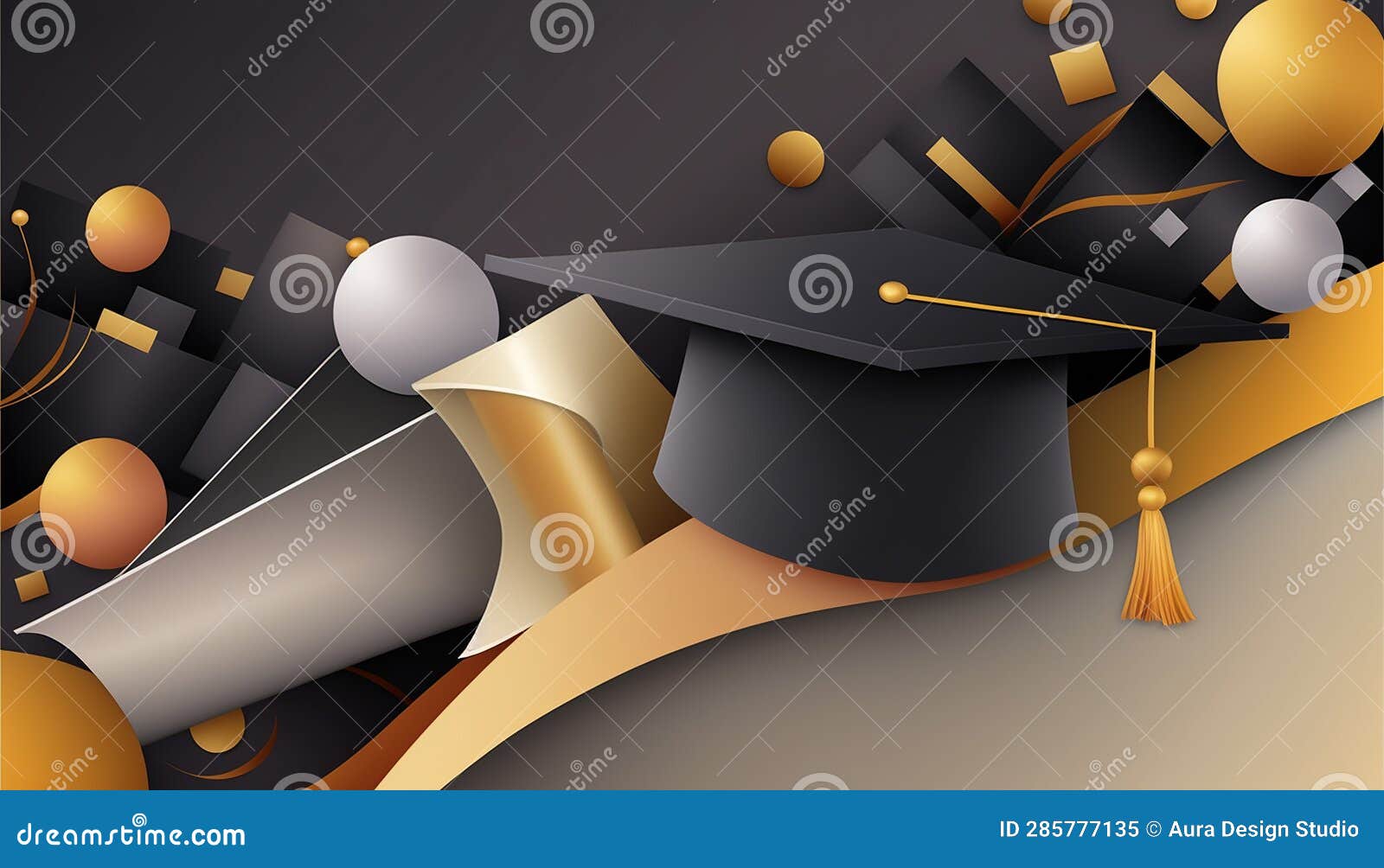 Sleek Graduation Background with Gold and Silver Cap. Generative AI ...
