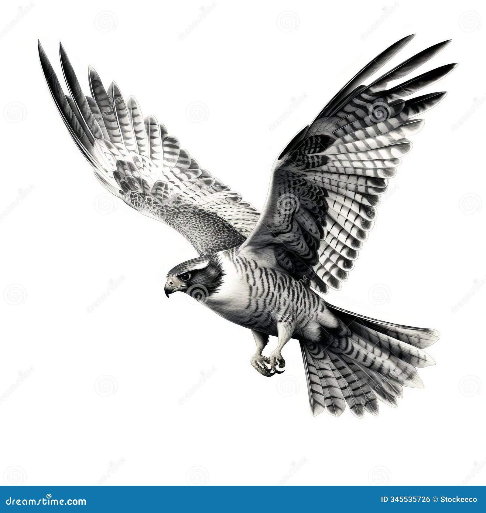 Sleek Gray Falcon in Flight on White Background Image Stock ...