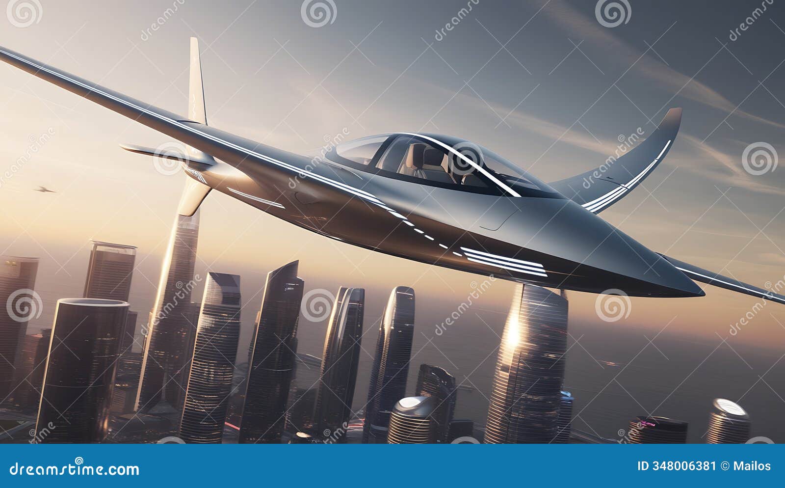 Sleek High-tech EVTOL with Gull-wing Doors in Dynamic Urban Flight ...