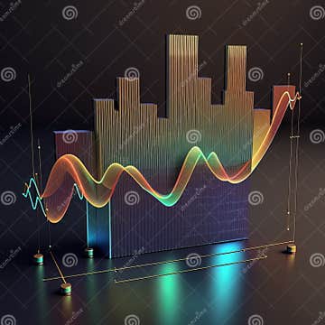 High Tech Illustration of a Line Graph with a Bar Graph, Generative Ai ...