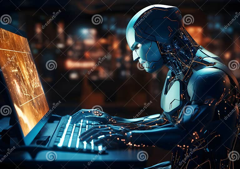 A Sleek Humanoid Robot Focused on Operating a Complex Control Panel in ...