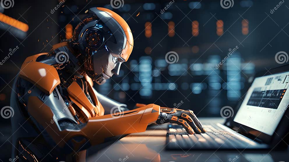 A Sleek Humanoid Robot Focused on Operating a Complex Control Panel in ...