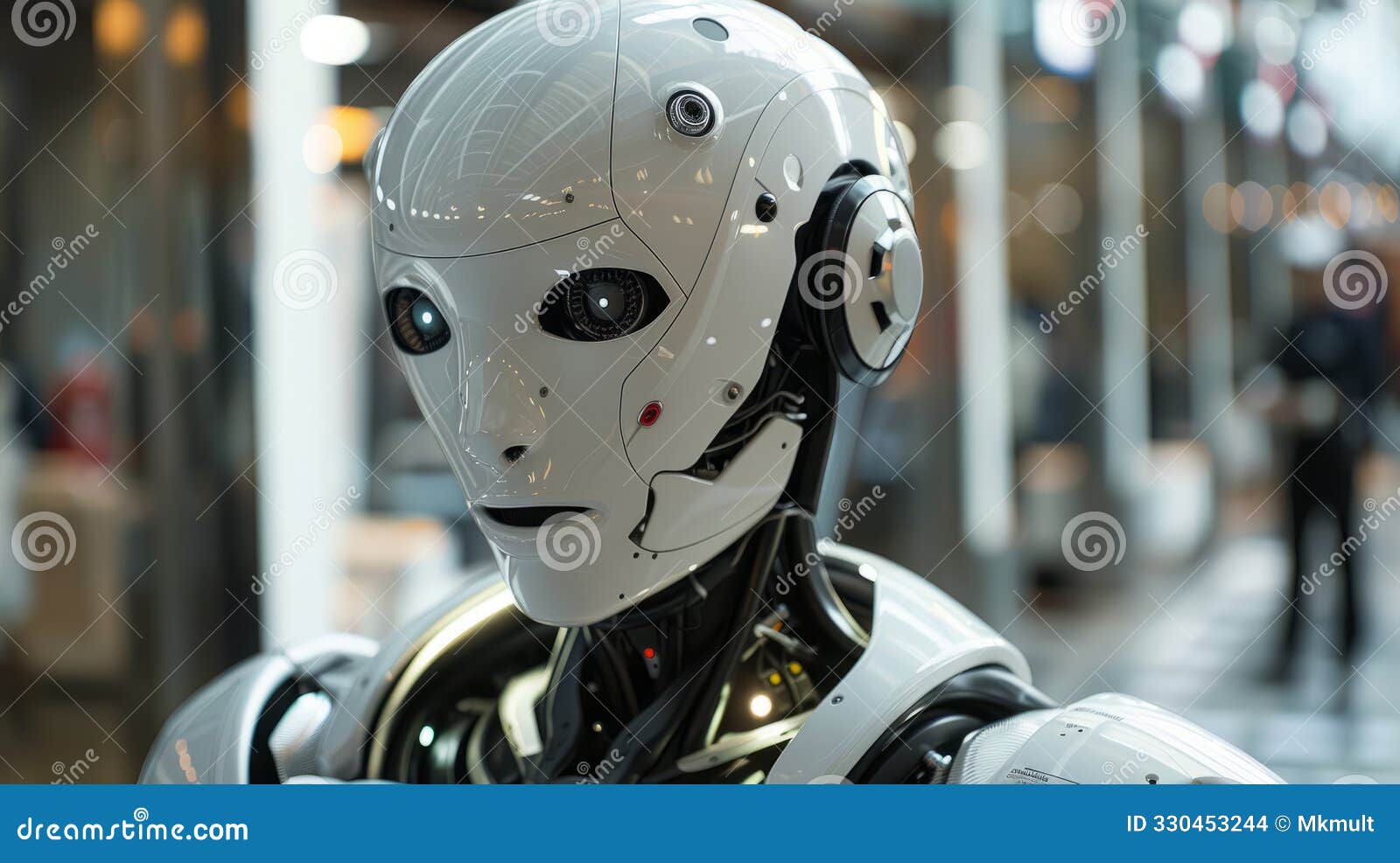 A Sleek Humanoid Robot Stands in a Modern Urban Setting, Highlighting ...