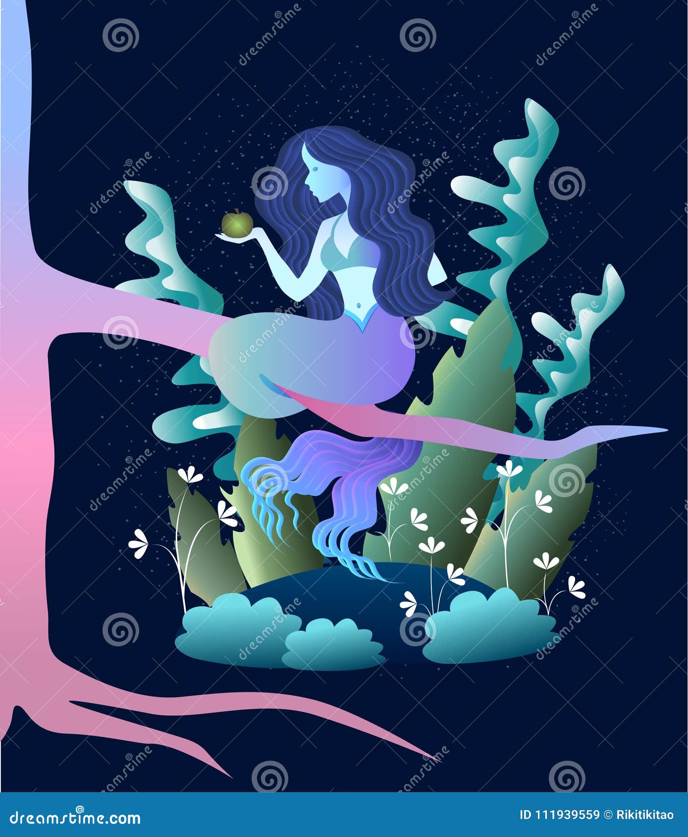Magic mermaid concent stock vector. Illustration of beautiful - 111939559