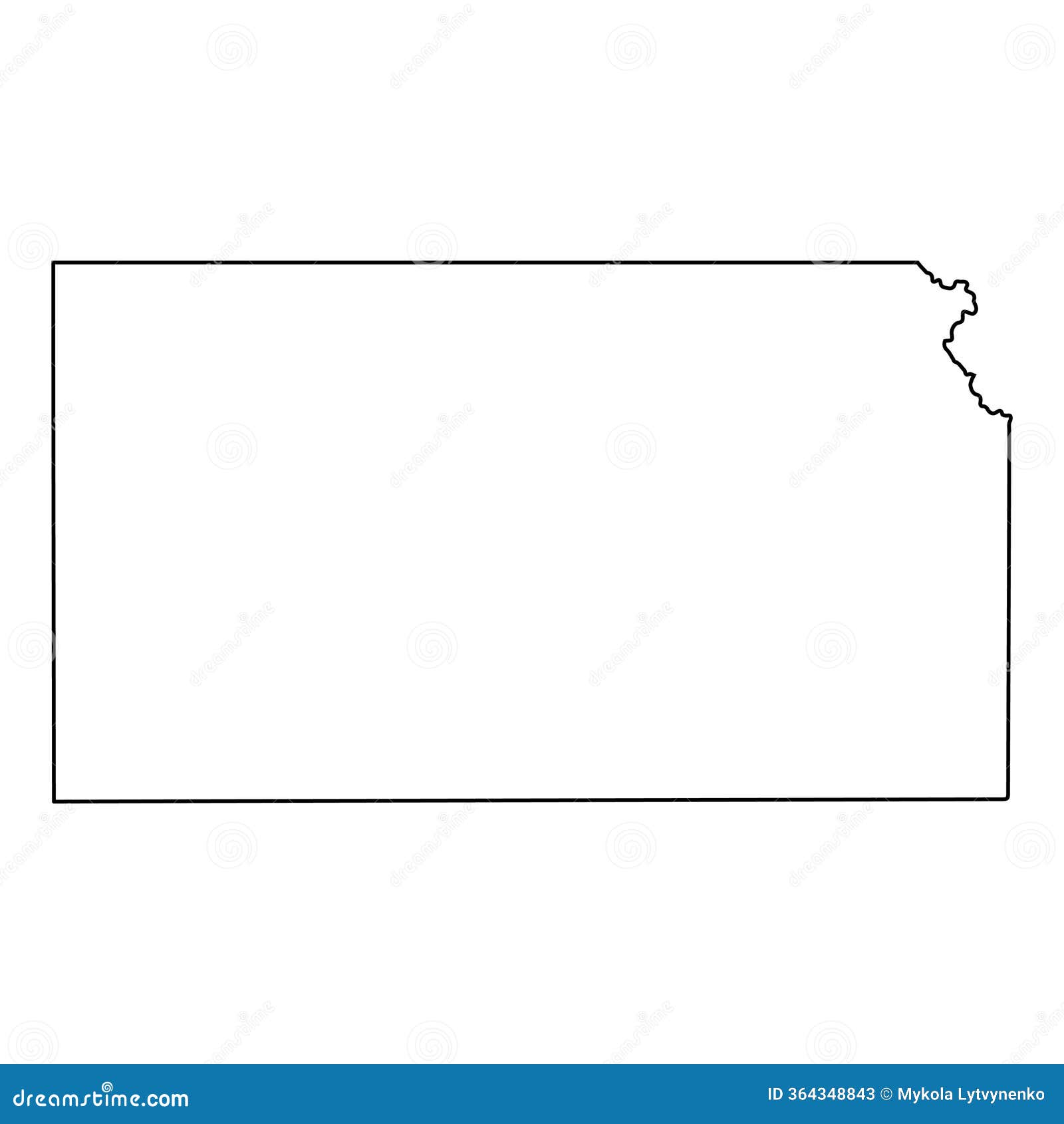 Kansas Outline Map State Shape USA America Borders Cartoon Vector ...