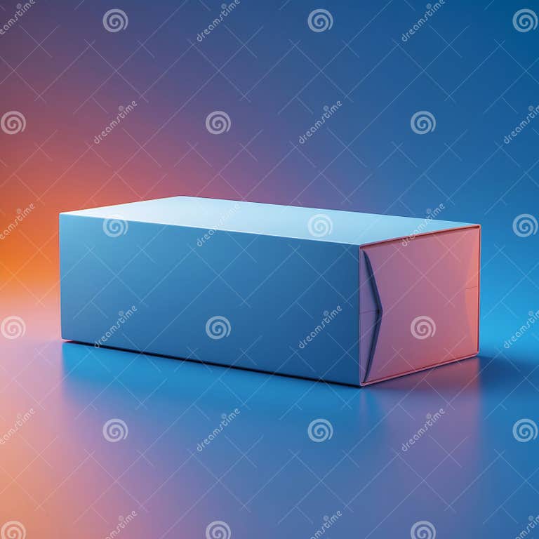 A Sleek, Light Blue Rectangular Box Sits on a Vibrant Blue and Orange ...
