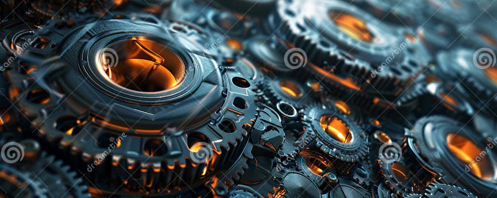 A Sleek Mechanical Background with Streamlined Gears, Polished Metal ...