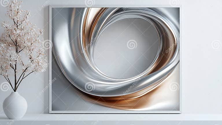 Sleek Metallic Circular Abstract Art in Copper and Silver for ...
