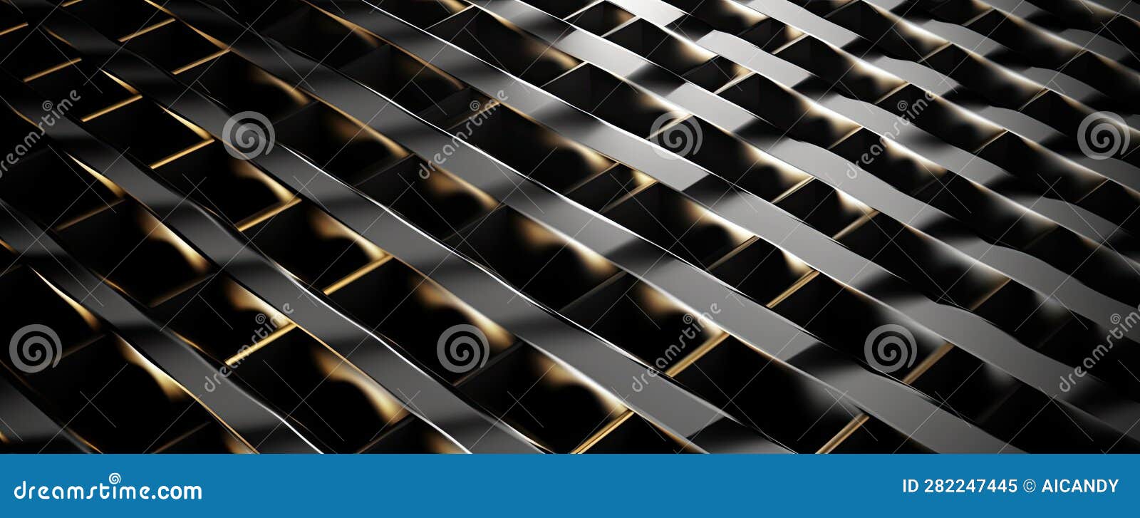 Sleek Metallic Grid Pattern on a Black Background, Symbolizing ...
