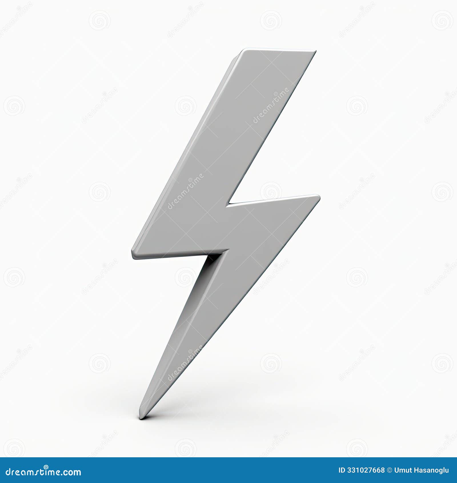 A Sleek, Metallic Lightning Bolt Symbol Against a Plain White ...