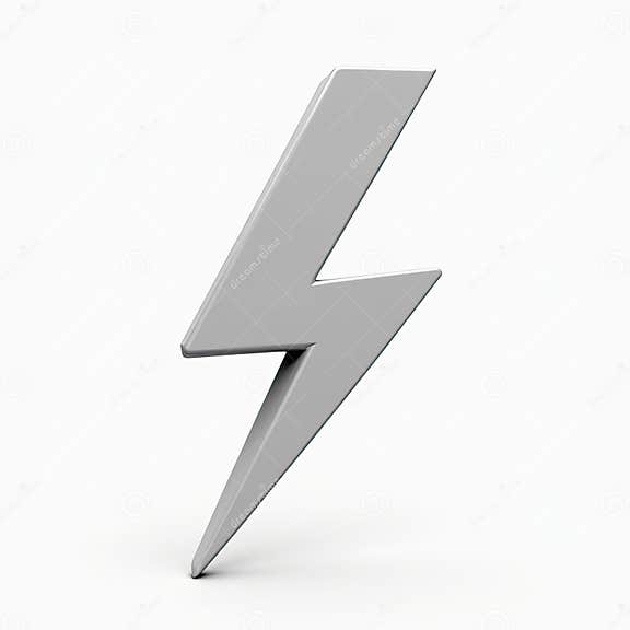 A Sleek, Metallic Lightning Bolt Symbol Against a Plain White ...
