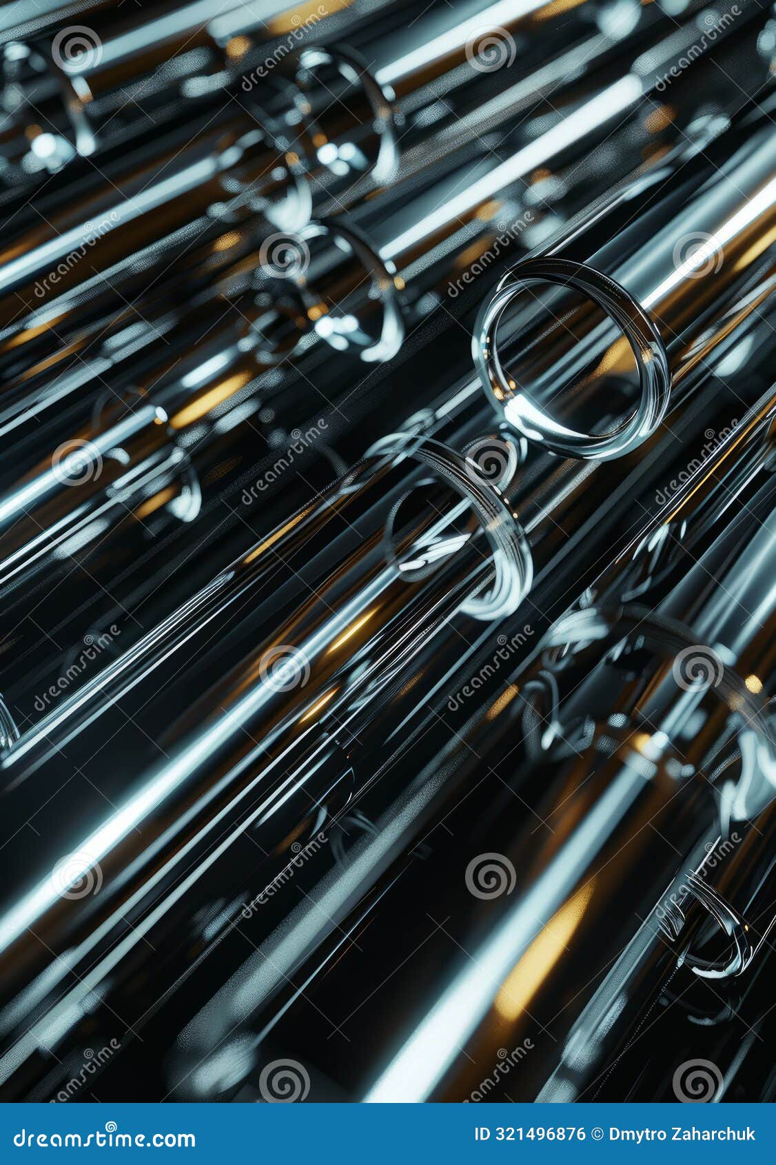 Sleek Metallic Rods Intersecting and Forming Abstract Structures ...