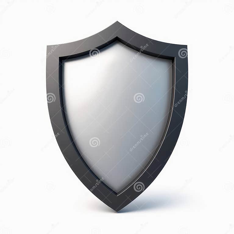 A Sleek, Metallic Shield with a Dark Border on a Plain White Background ...