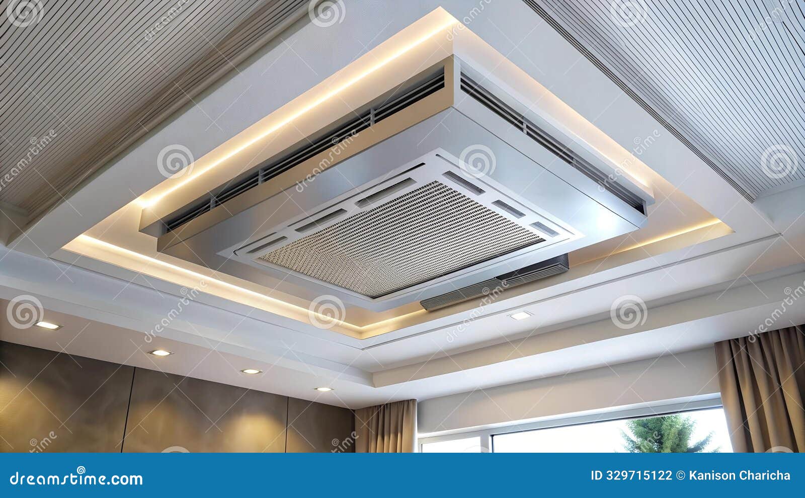 Sleek Minimalist Ceiling Air Conditioner with Integrated LED Panel ...