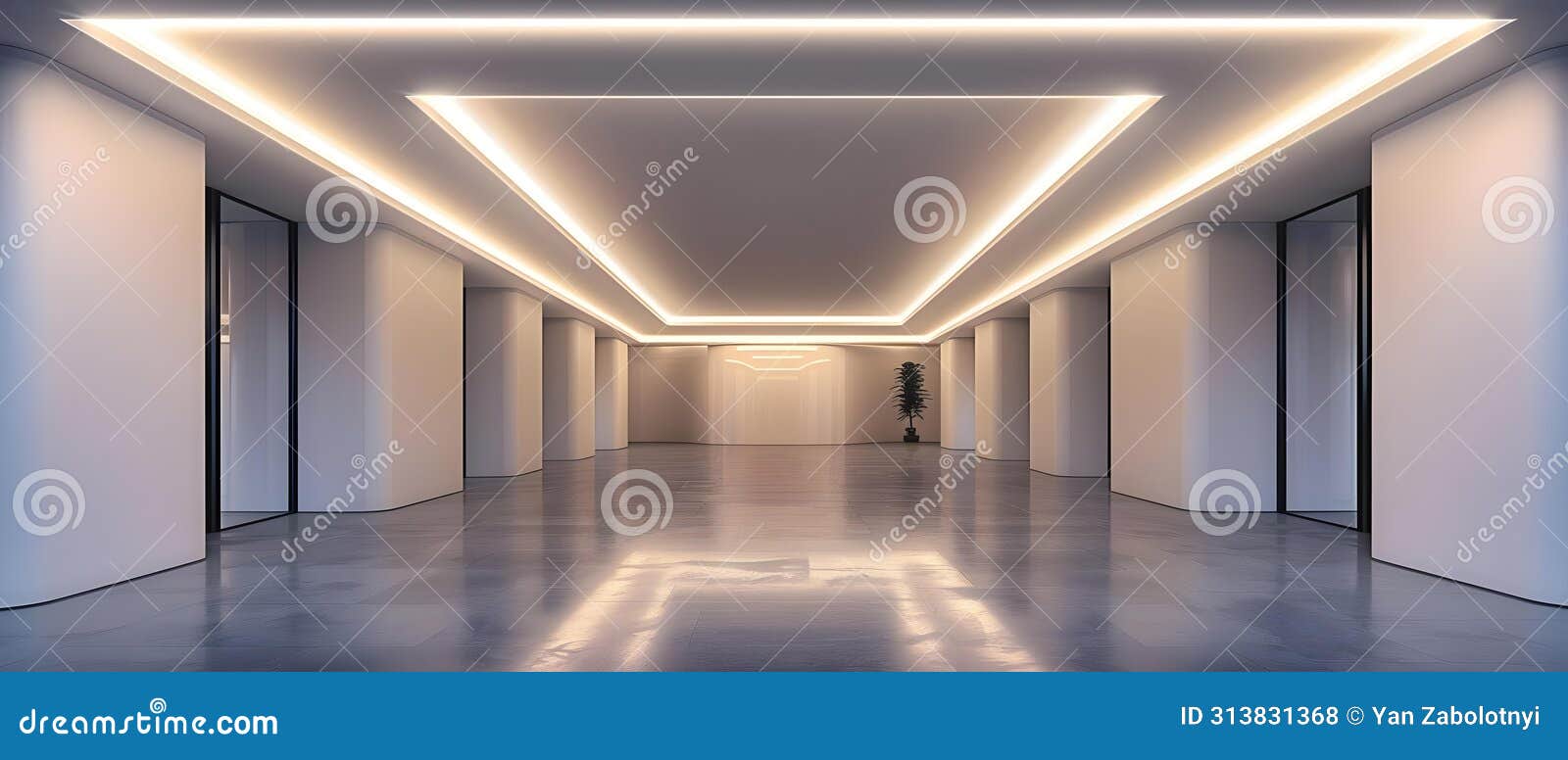 Sleek Minimalist Corridor with Illuminated Ceiling Design. Concept ...
