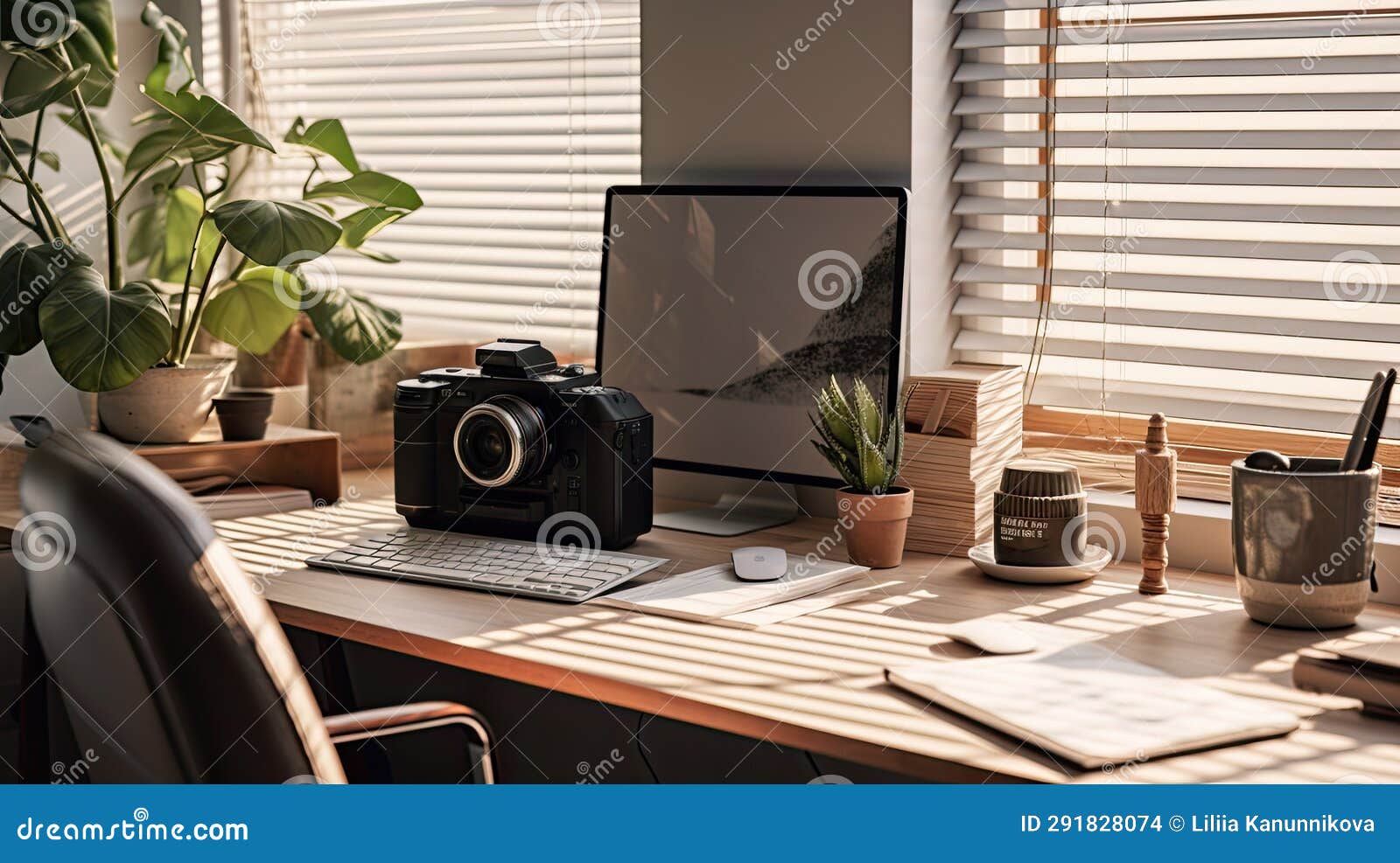 A Sleek, Minimalist Home Office Setup for a Photographer, Featuring a ...