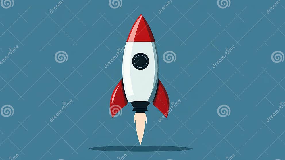 A Sleek, Minimalist Rocket Design Featuring Basic Shapes and Flat ...