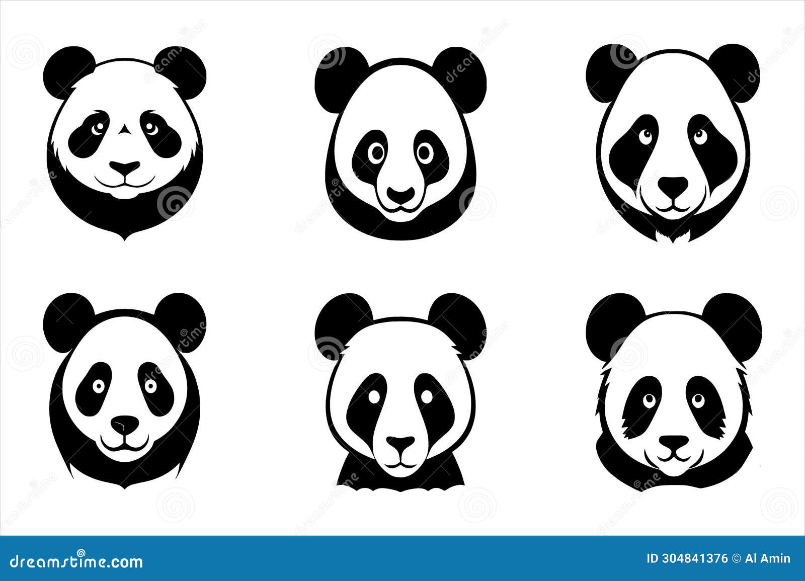 Minimalist Silhouette Vector Design of a Panda Icon Stock Vector ...