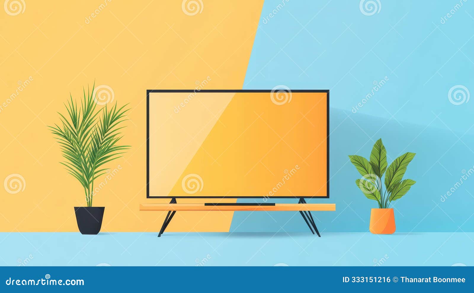 A Sleek, Minimalistic Flatscreen TV Design in D Vector Art, Featuring a ...