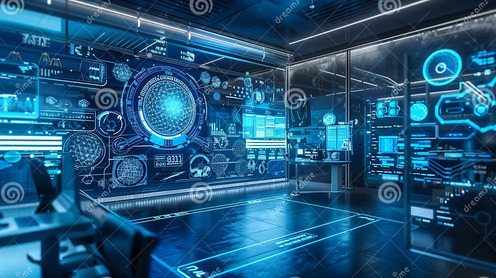 A Sleek, Minimalistic Quantum Computer Setup Inside a Modern, Hi Stock ...