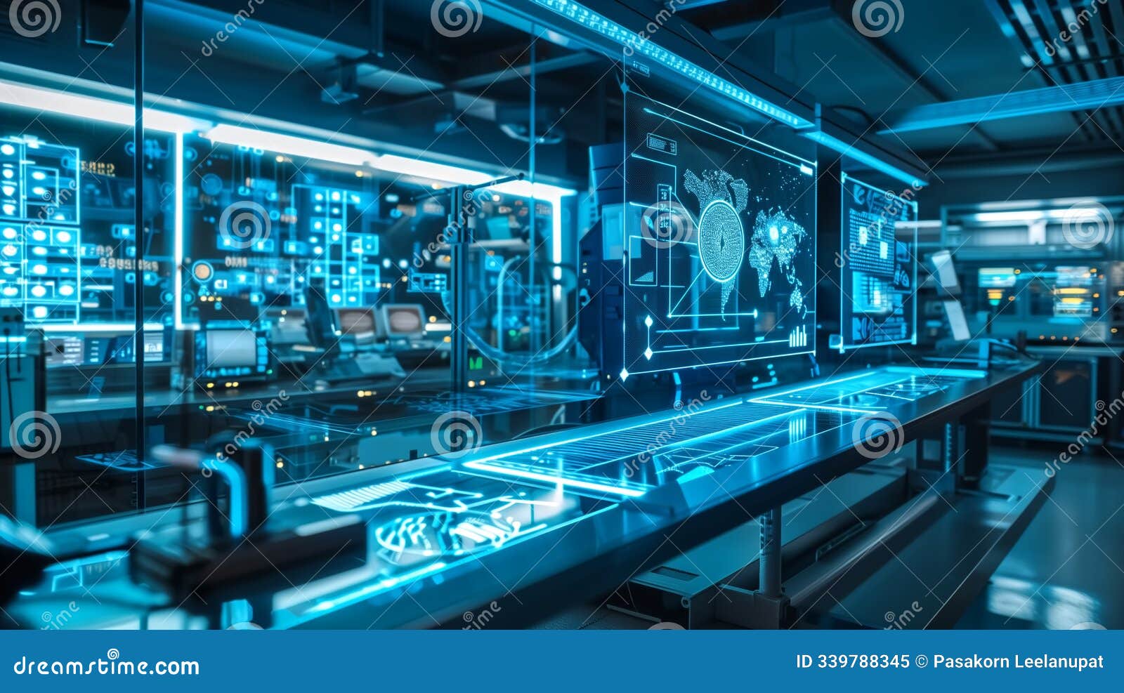 A Sleek, Minimalistic Quantum Computer Setup Inside a Modern, Hi Stock ...