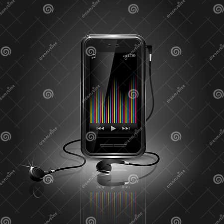 Sleek Mobile Phone Playing Music Stock Vector - Illustration of ...