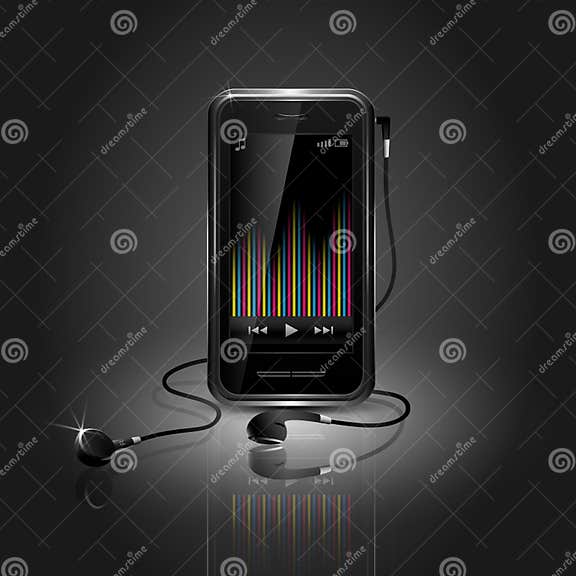 Sleek Mobile Phone Playing Music Stock Vector - Illustration of ...