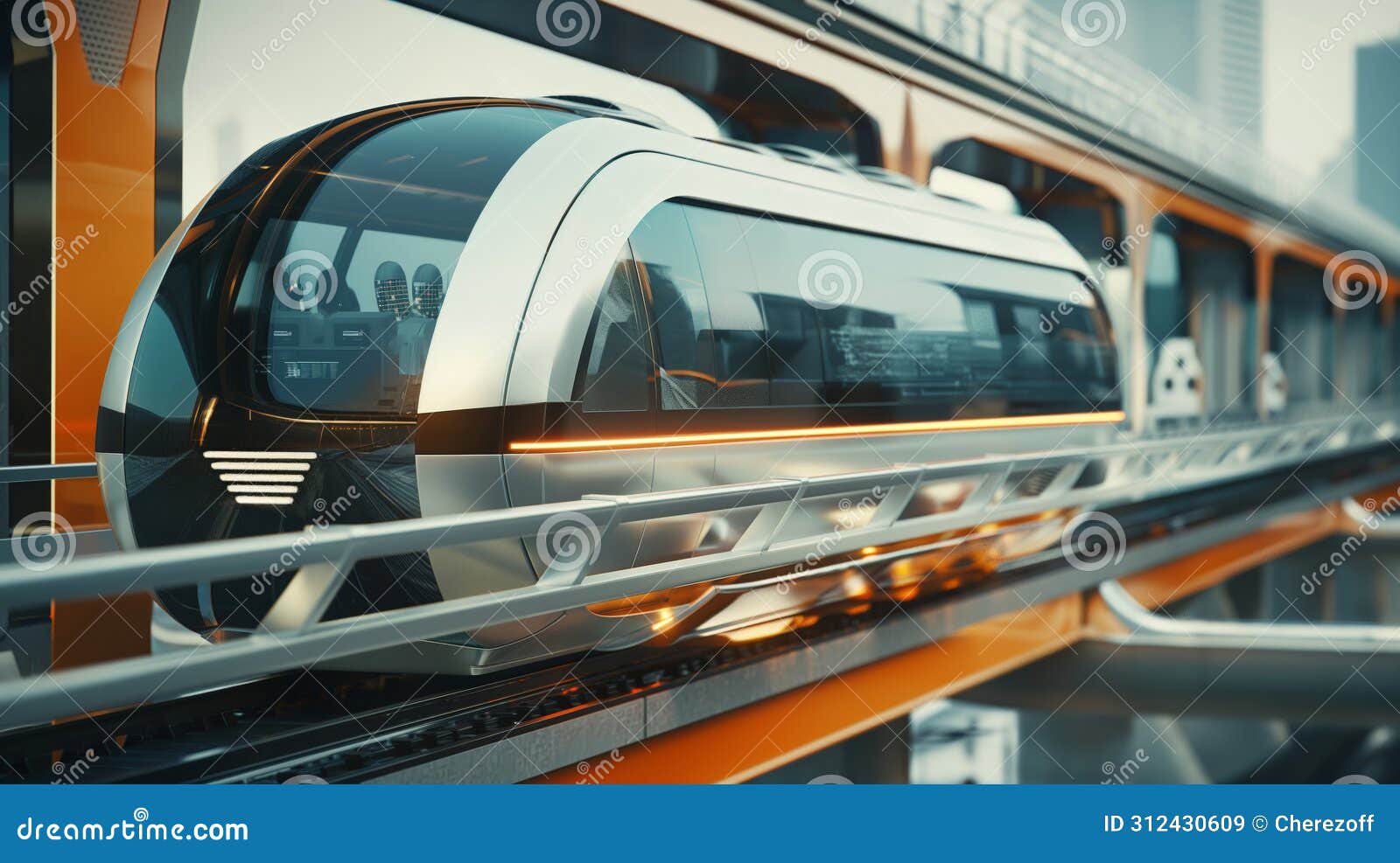 Futuristic Autonomous Train at Station Stock Image - Image of design ...