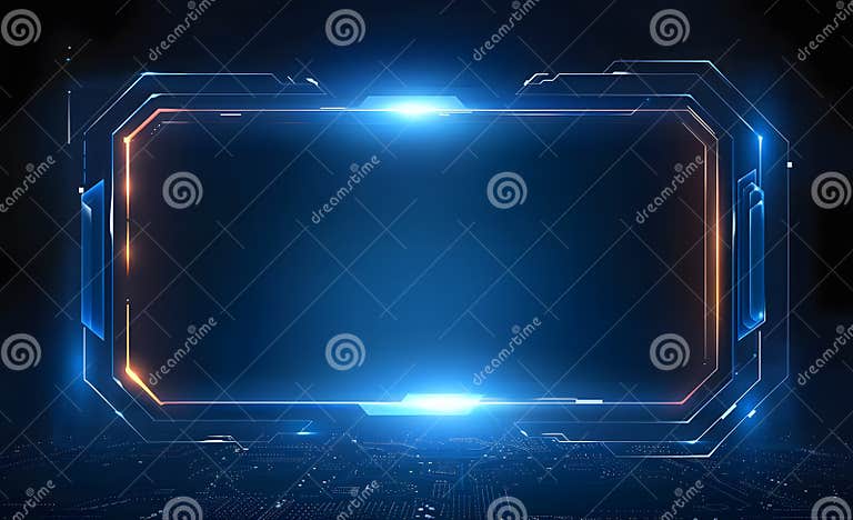 Blue Glowing Rectangle Frame with Technology Background Stock ...