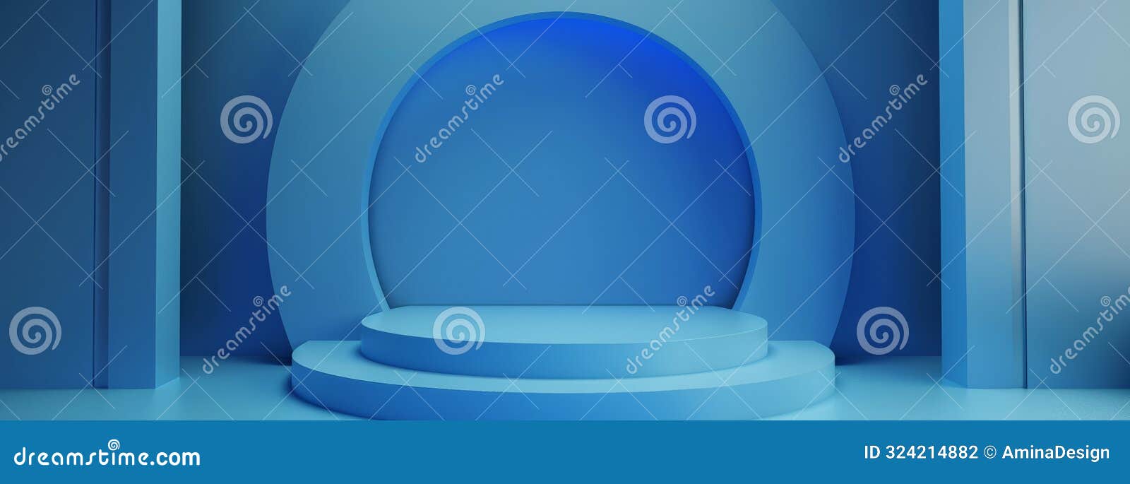 This is a Modern Blue Stage with a Circular Background, Perfect for ...