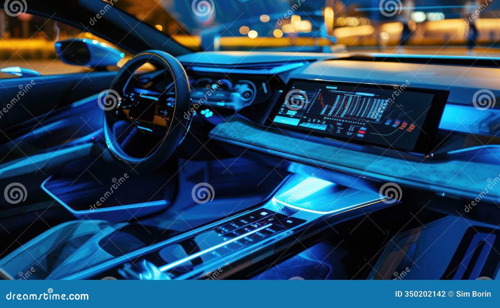 A Sleek, Modern Car with a Focus on Its High-tech Stock Illustration ...