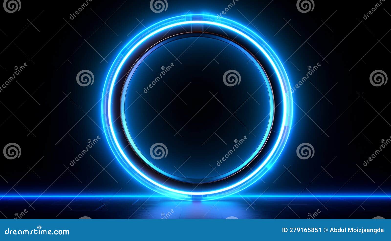 Sleek and Modern Circle Frame with Blue Neon Light Effects Stock ...