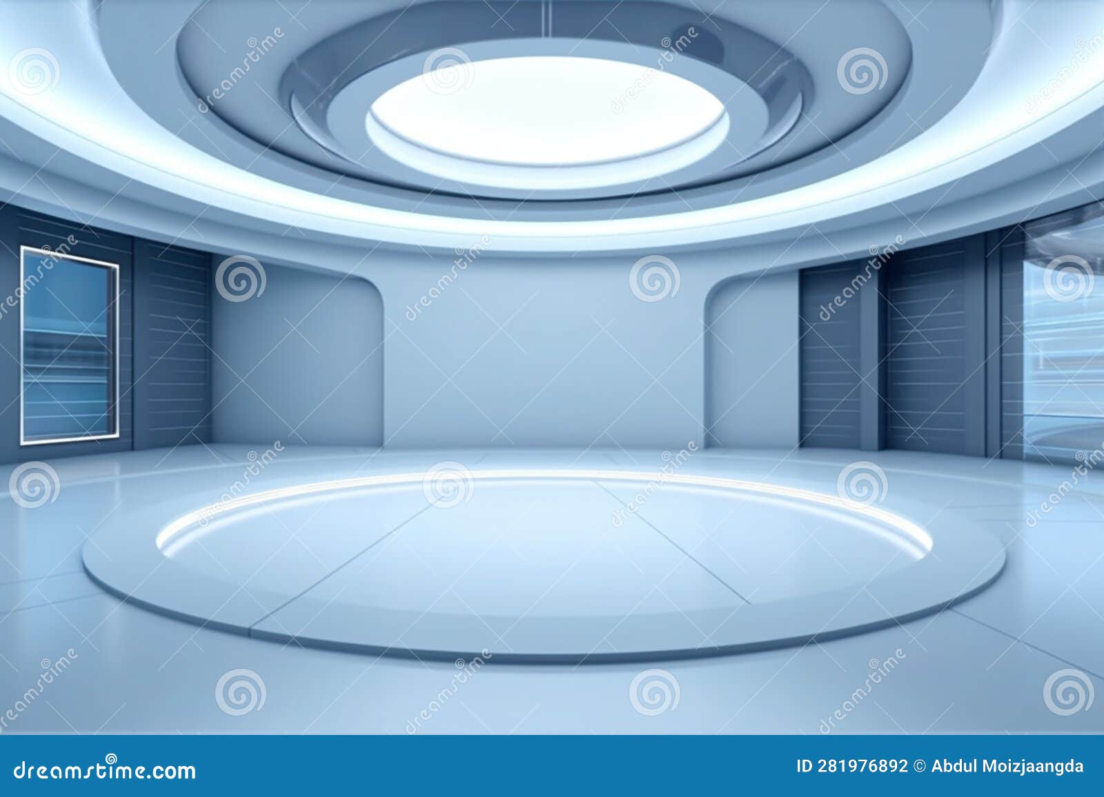 Sleek and Modern Circular Space Featuring an Unfurnished Futuristic ...
