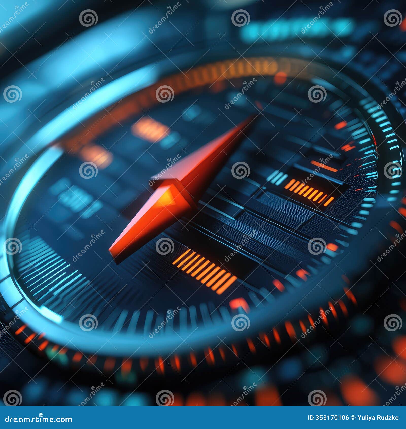 Sleek Modern Compass Design Illuminated in Blue Light - Ideal for ...