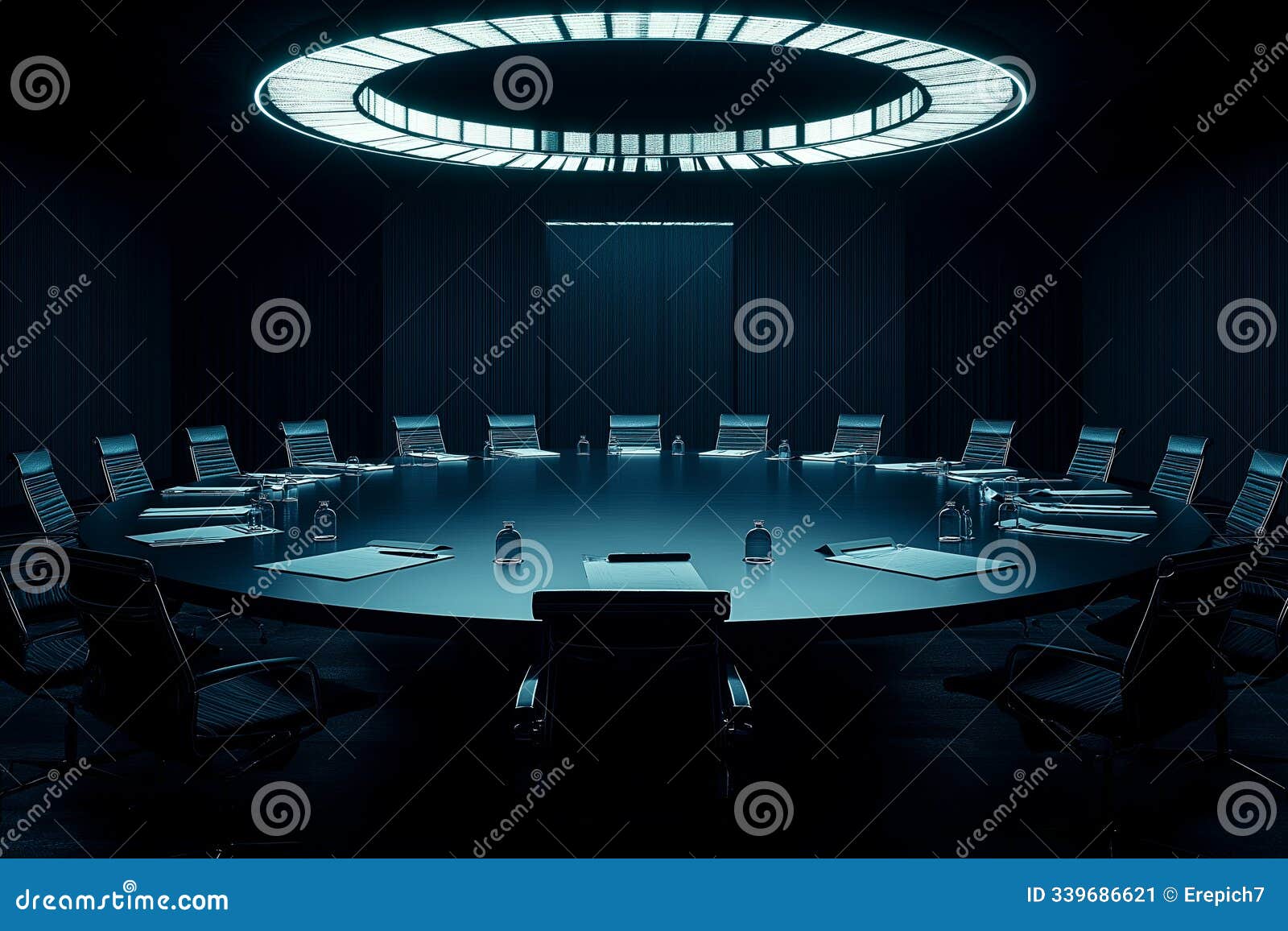 A Modern Conference Room with a Circular Table for Collaboration and ...