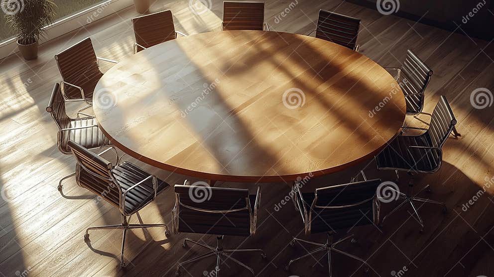 A Modern Conference Room with a Circular Table for Collaboration and ...