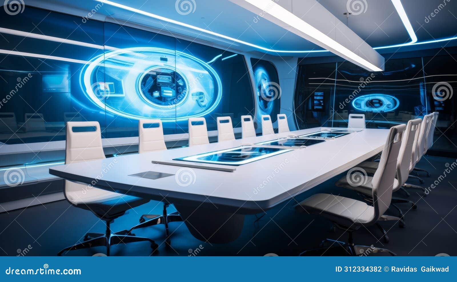 A Sleek and Modern Conference Room with a Large Screen and a ...