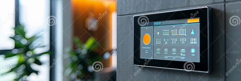 A Sleek, Modern Control Panel with a Touchscreen Interface Mounted on a ...