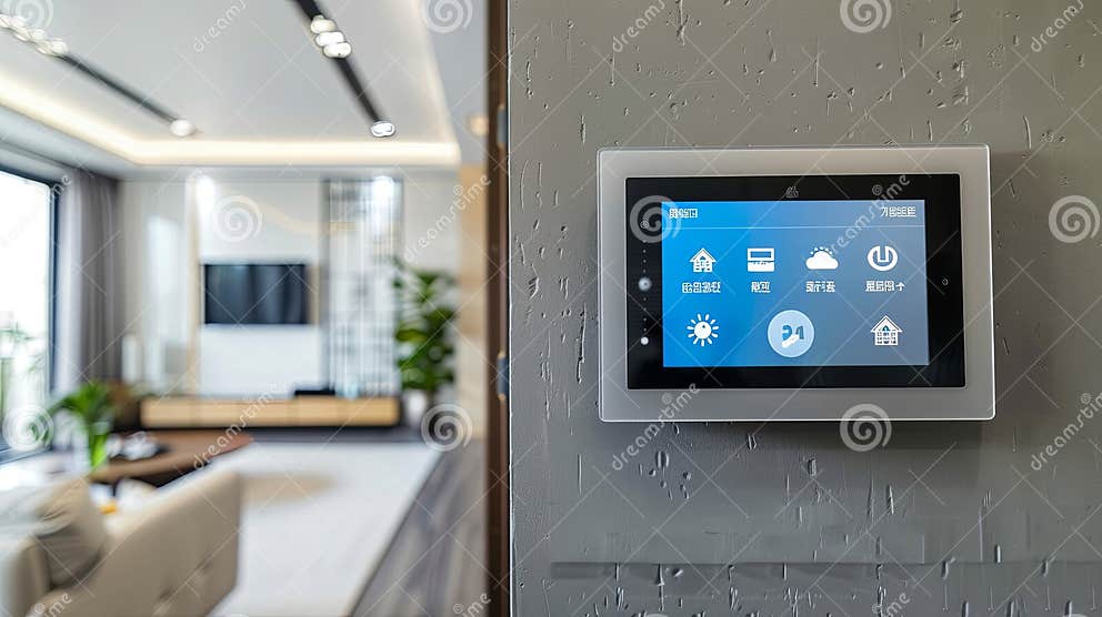 A Sleek, Modern Control Panel with a Touchscreen Interface Mounted on a ...