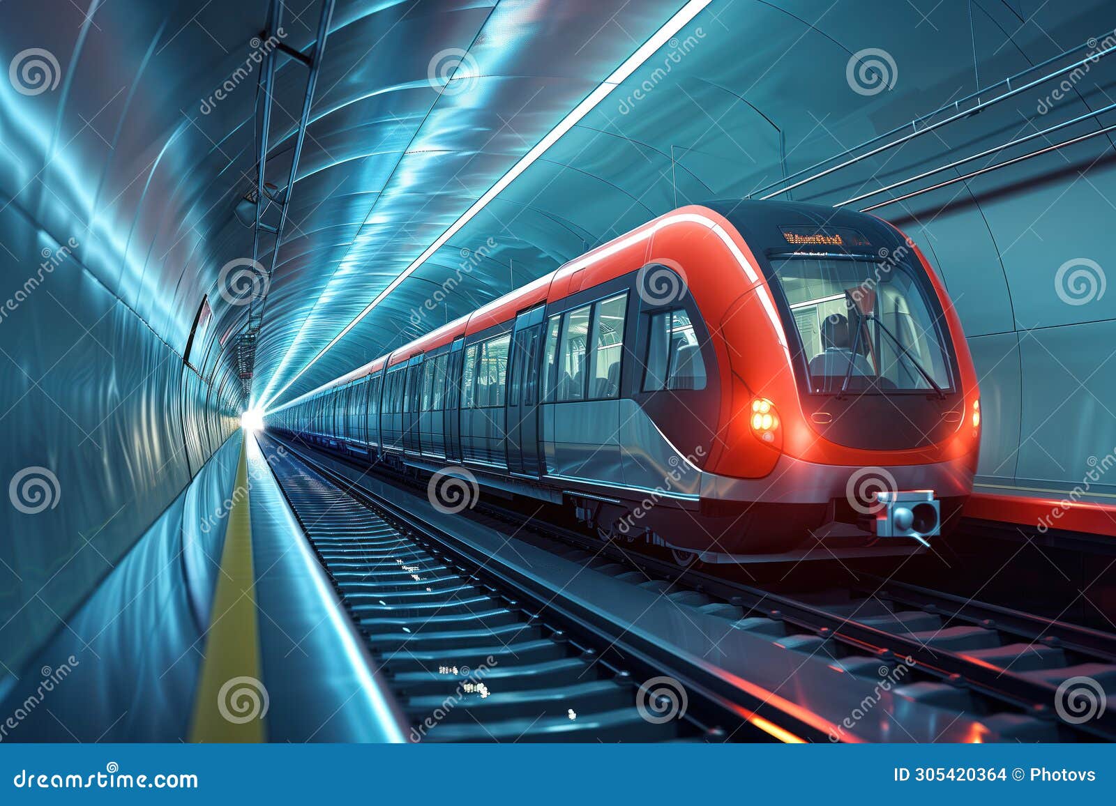 A Sleek Modern Futuristic Wagon Train Metro System Under Subway Stock ...