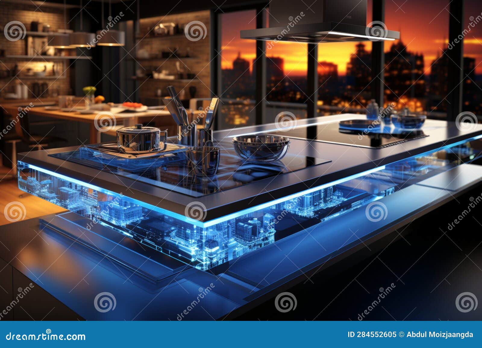 Sleek Modern Kitchen with a Futuristic Touch of Technology Stock ...